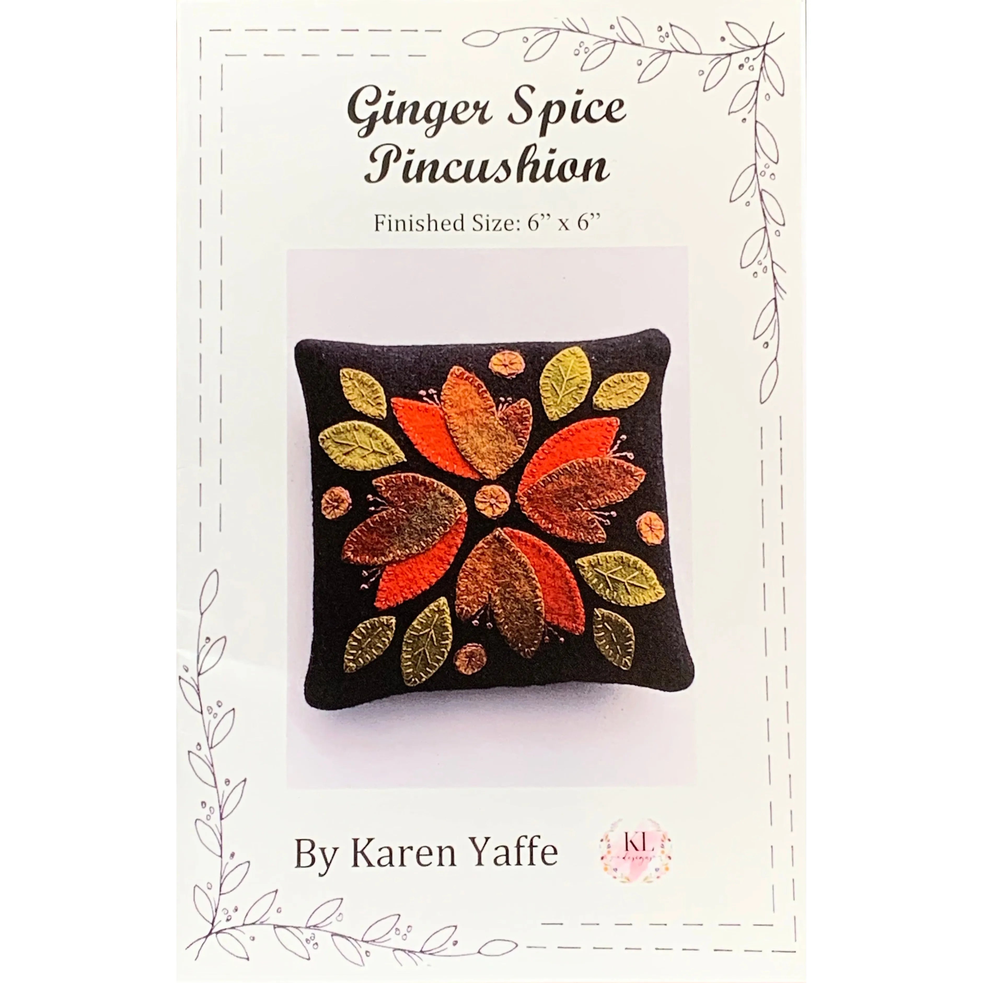 Karen Yaffe ~ Ginger Spice Pincushion Wool Applique Pattern – Hobby ...