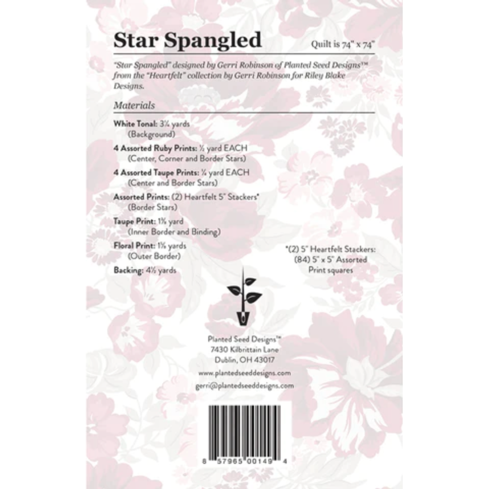 Planted Seed Designs ~ Star Spangled Quilt Pattern – Hobby House ...