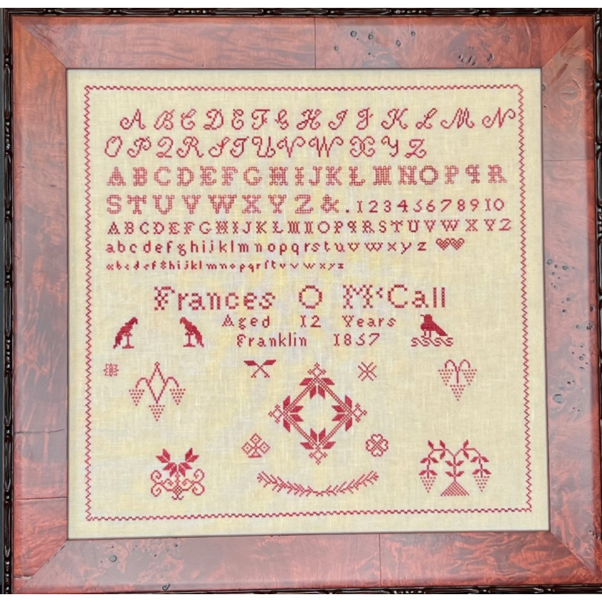 Queenstown Sampler Designs | Frances O. McCall 1857 Reproduction Sampl ...