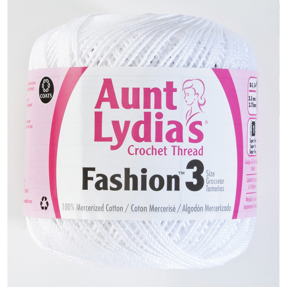 Aunt Lydia Fashion Crochet Thread Size 3 | White – Hobby House Needleworks