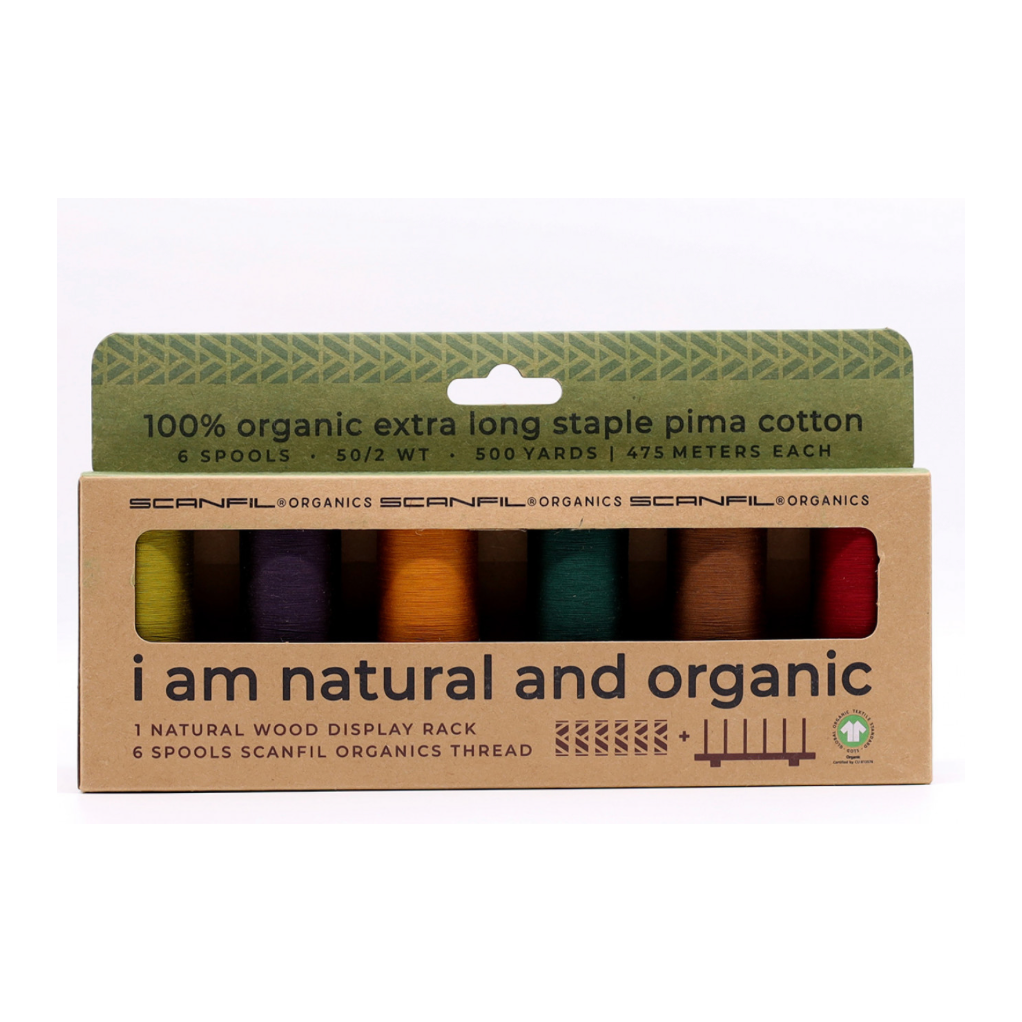 Scanfil Organic Cotton 50wt 6 Spool Thread Set with Rack Harvest Time ...