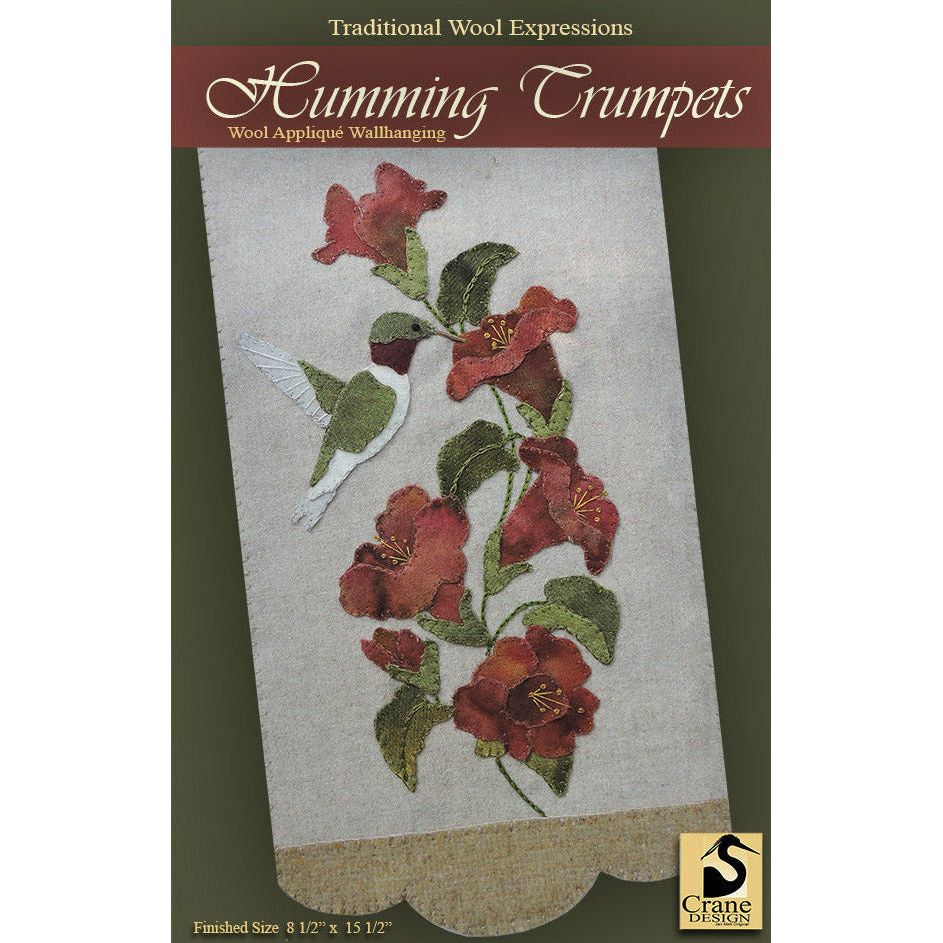 Crane Design ~ Humming Trumpets Wool Applique Pattern – Hobby House ...